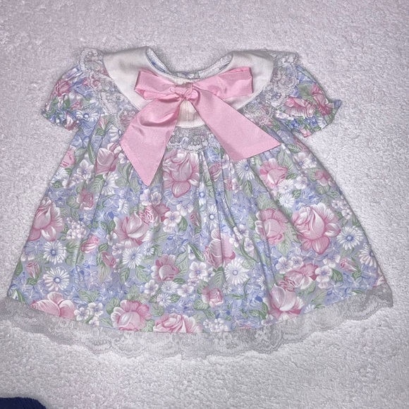 Bryan | Dresses | Vintage Bryan Rose Floral Lace Trimmed Dress 3m ...